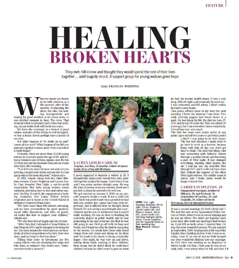 QWeekend magazine - 1 May 2021 - First Light Widowed Support